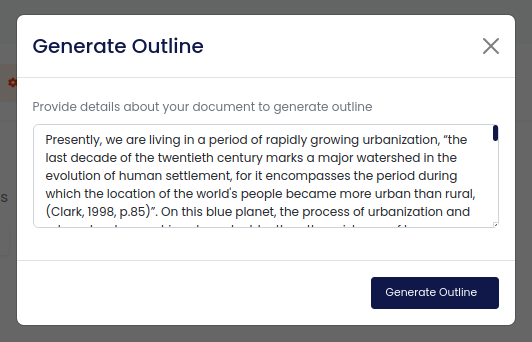 Generate Outline Students - Manuscripts.ai