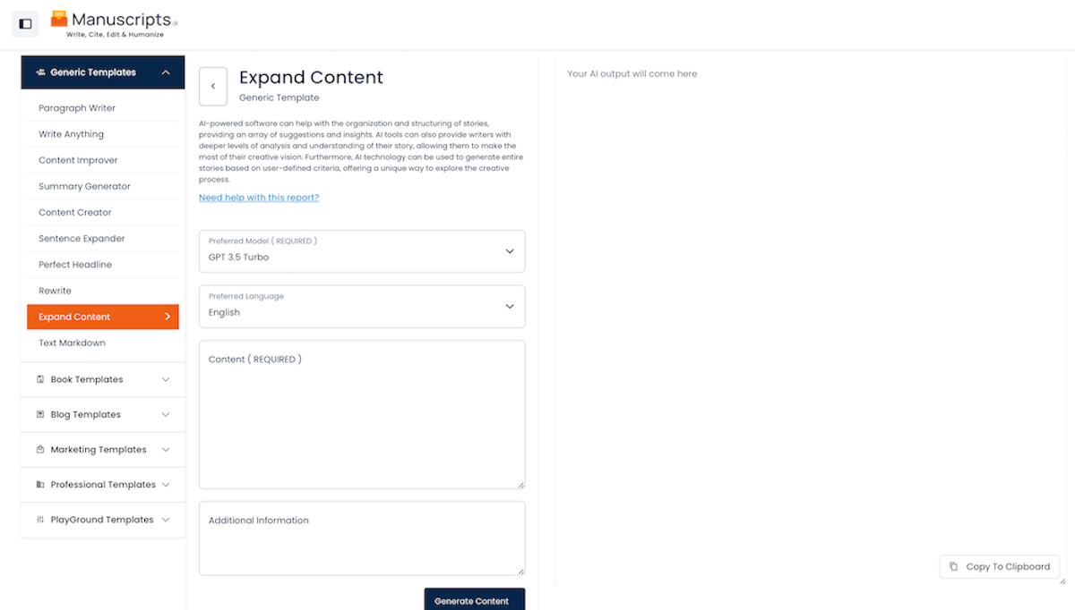 AI Book Writer - Manuscripts.ai